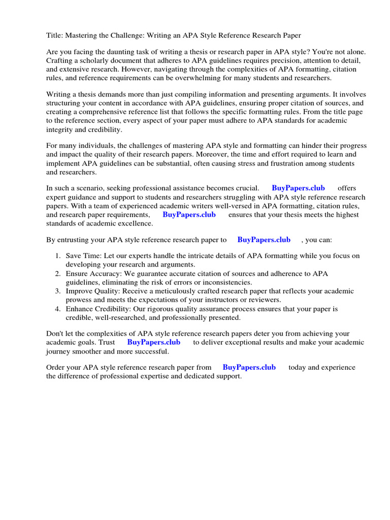 Apa Style Reference Research Paper | PDF