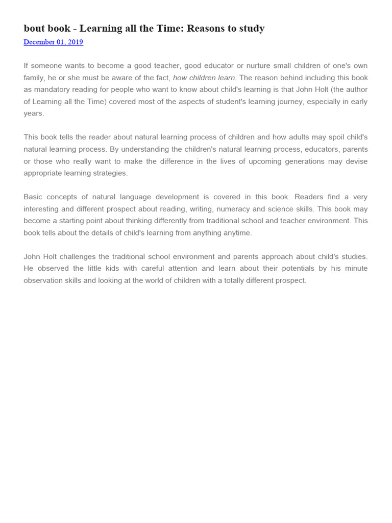 About Learning All The Time | PDF