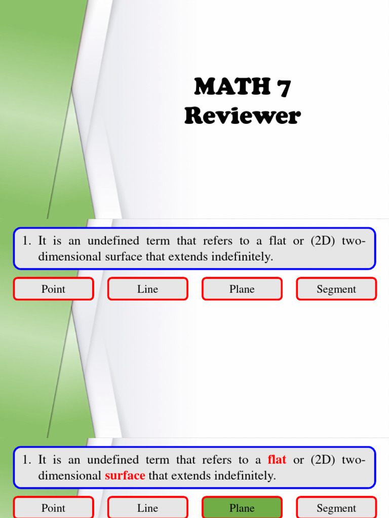 With Explanation Reviewer in Math 7 | PDF | Circle | Rectangle