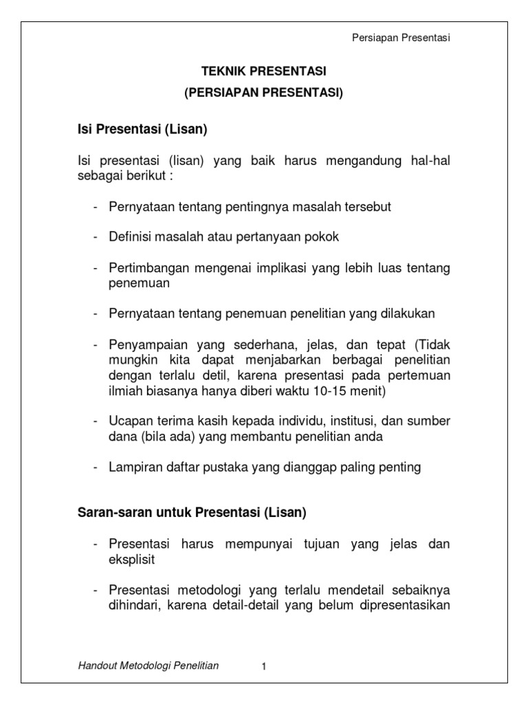 Teknik Presentasi (Persiapan) | PDF