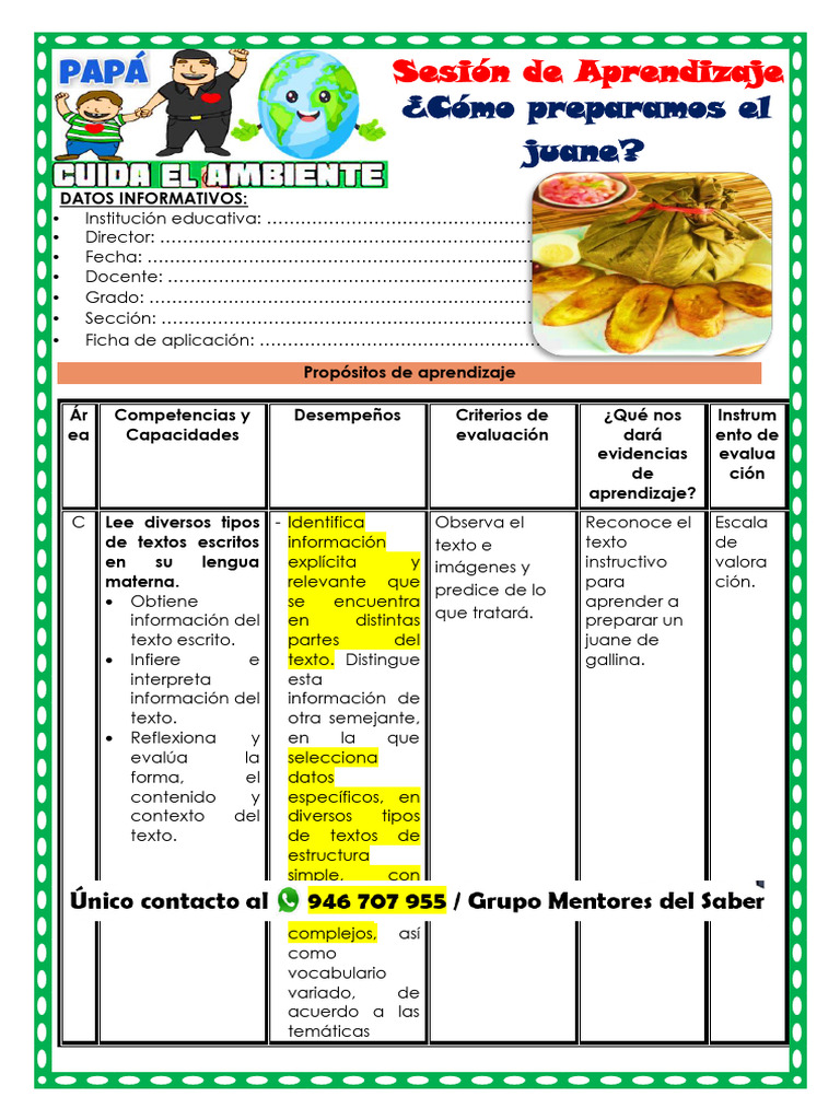 4° Sesión Día 3 Com Cómo Preparamos El Juane - Refuerzo Escolar Unidad ...