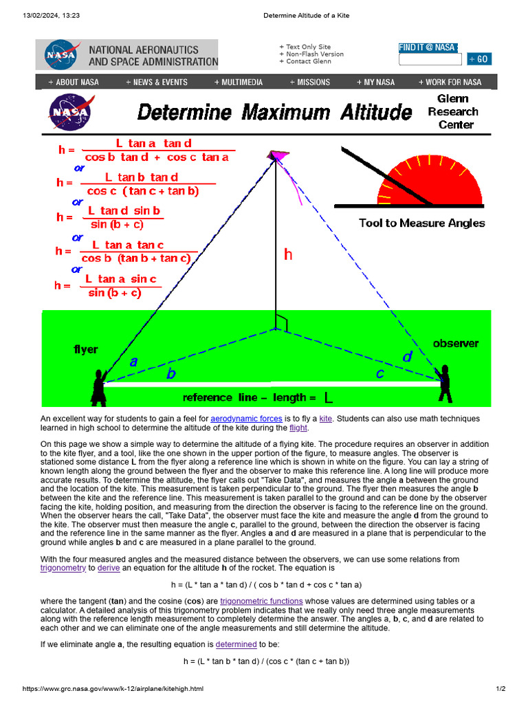 Determine Altitude of A Kite | PDF | Trigonometric Functions | Trigonometry