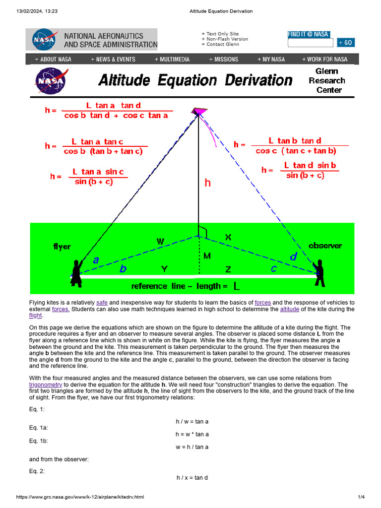 Altitude Equation Derivation Guide | PDF | Trigonometry | Triangle
