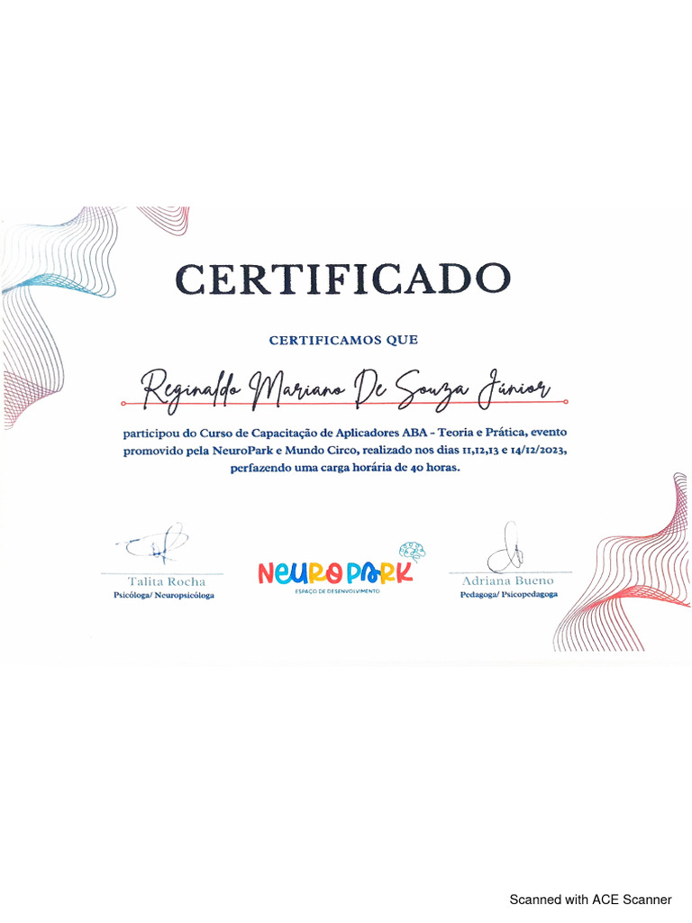 Certificado ABA 40h | PDF