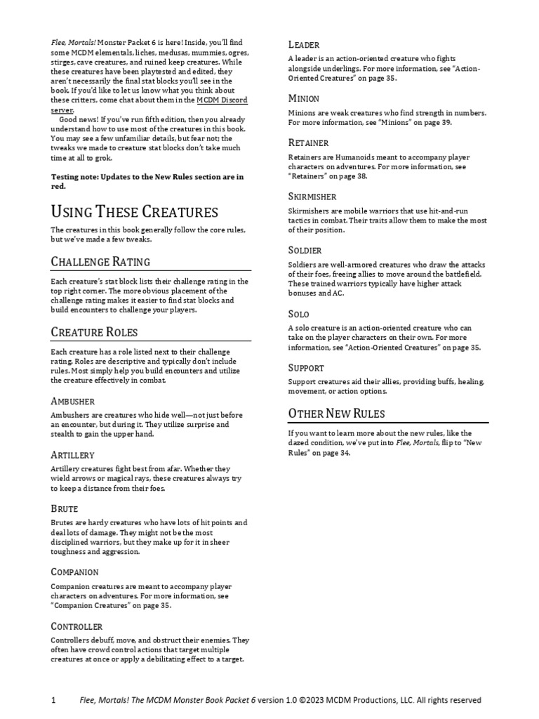 Flee Mortals Creature Packet 6 v1.0 | PDF | Fires