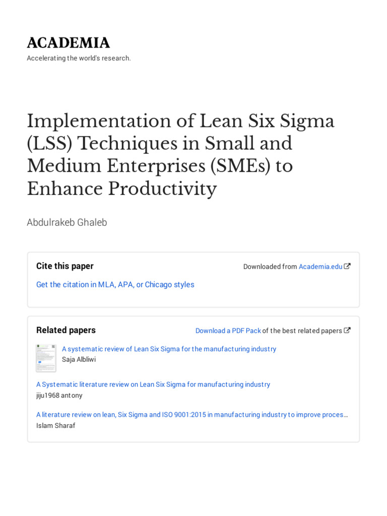 Implementation of LSS in SMEs - Source-with-cover-page-V2 | PDF