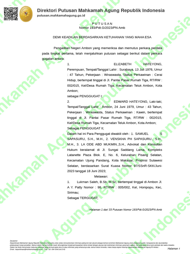 Putusan 193 PDT.G 2023 PN Amb 20240308105511 | PDF