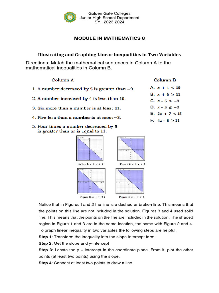 Module in Mathematics 8 | PDF | Mathematical Relations | Mathematical Objects