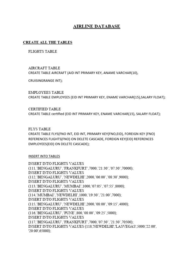Airline Database | PDF | Data Management Software | Airlines