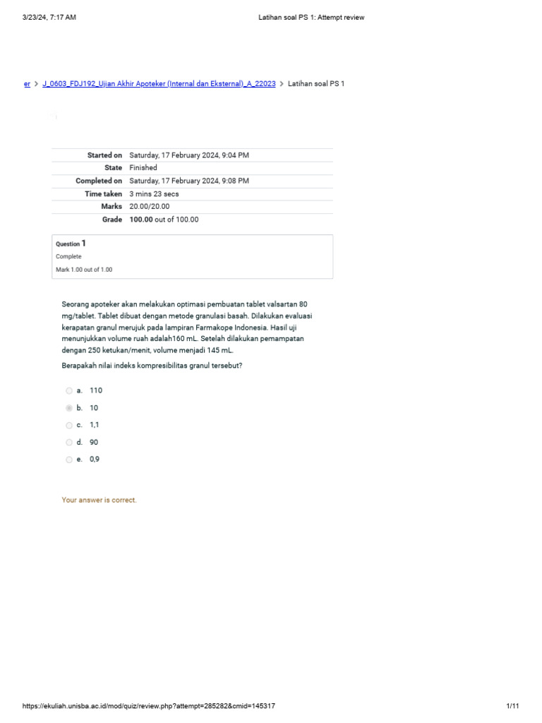 Latihan Soal PS 1 - Attempt Review | PDF | Kesehatan Holistik