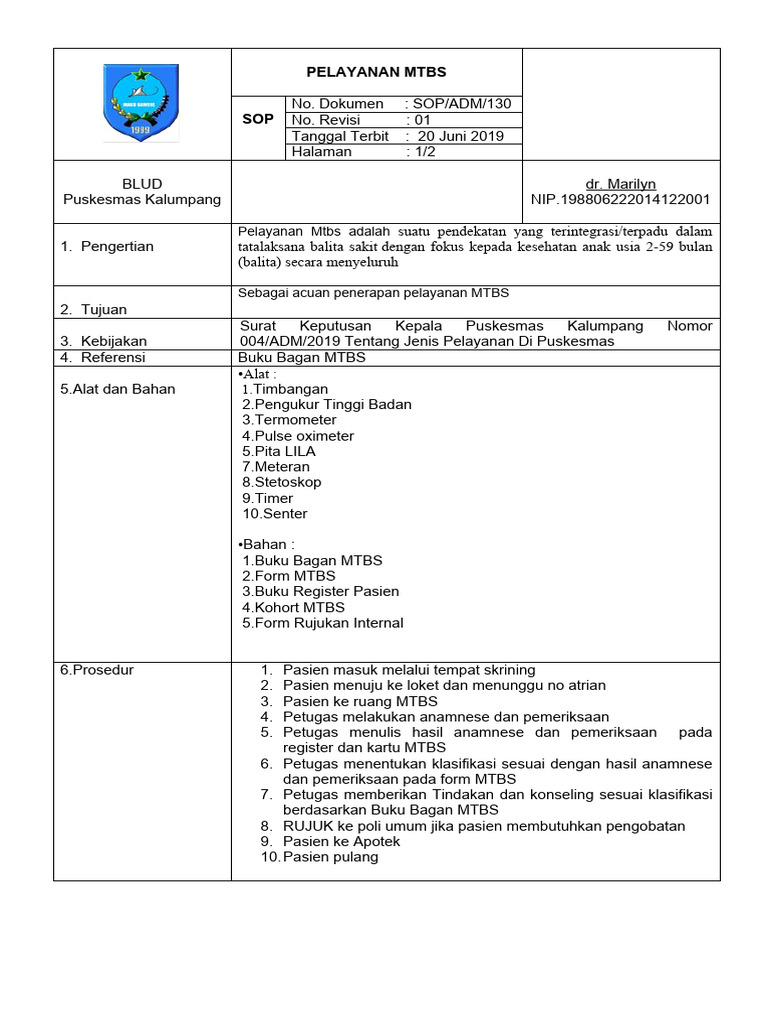 Sop MTBS 2023 | PDF | Pengembangan Diri
