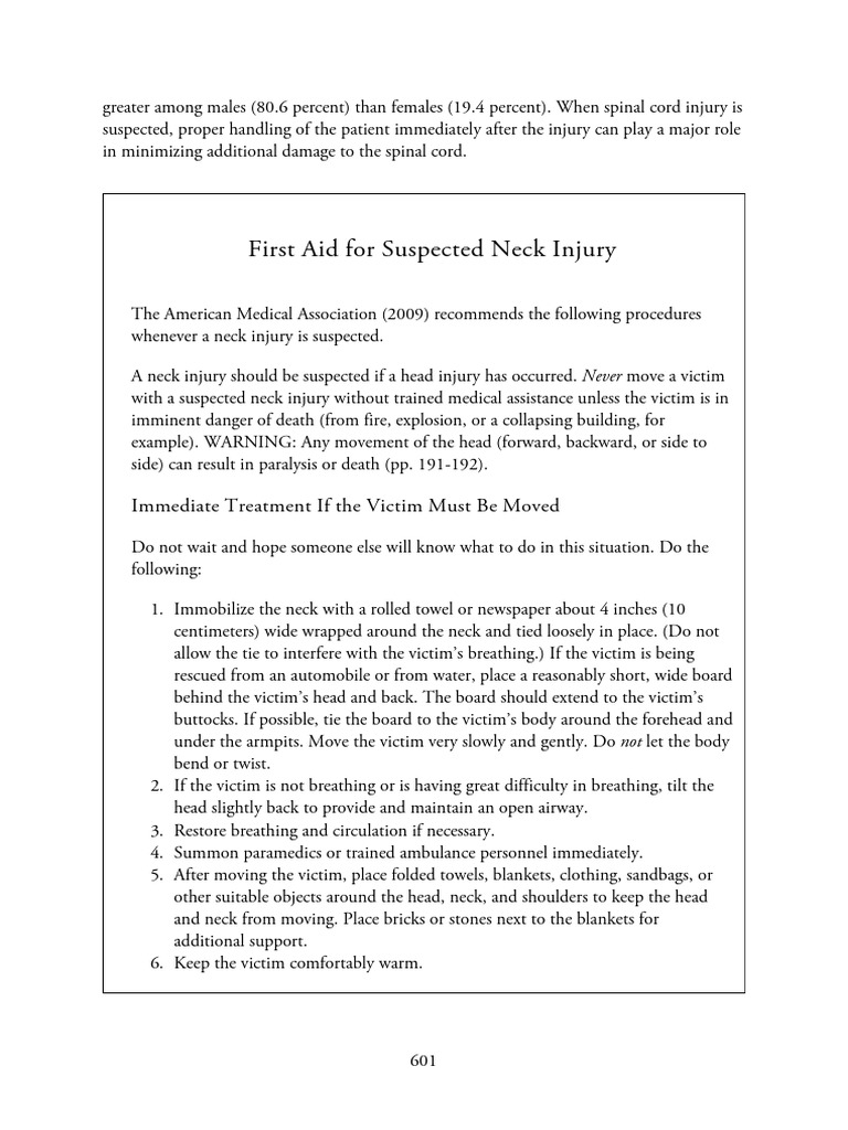 First Aid For Suspected Neck Injury | Download Free PDF | Scoliosis ...