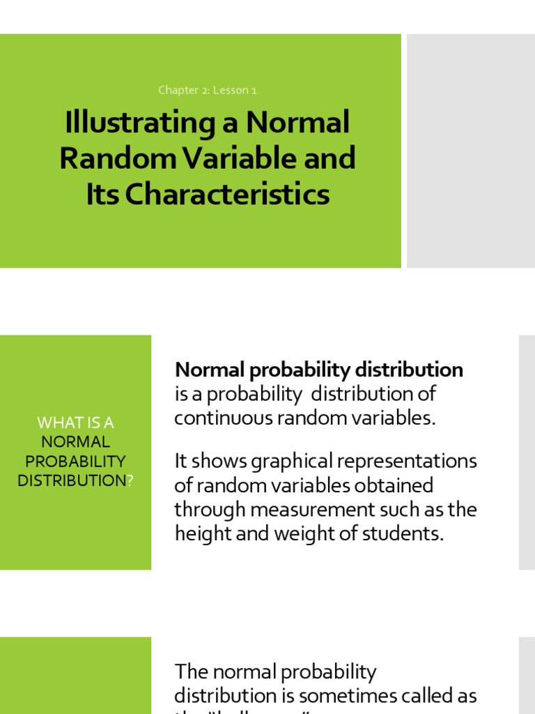 Chapter 2 - Lesson 1 - Illustrating A Normal Probability Distribution ...
