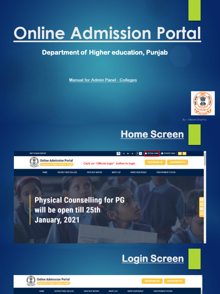 Manual For Colleges - Online Admission Portal-V2 | PDF