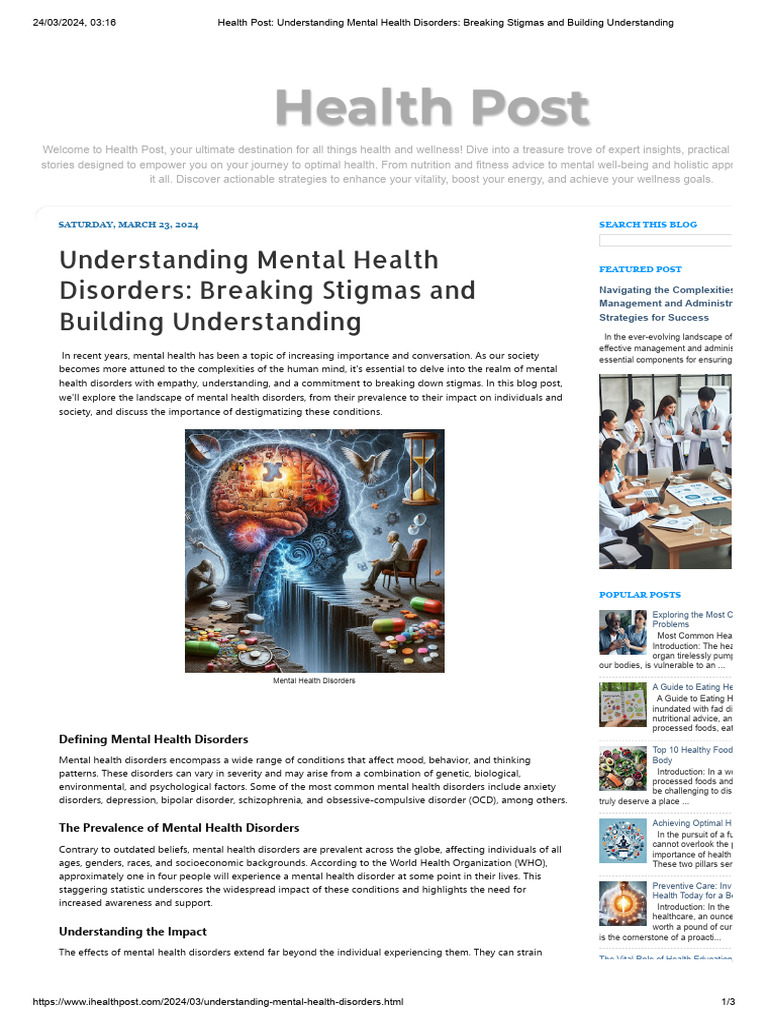 Understanding Mental Health Disorders - Breaking Stigmas and Building ...