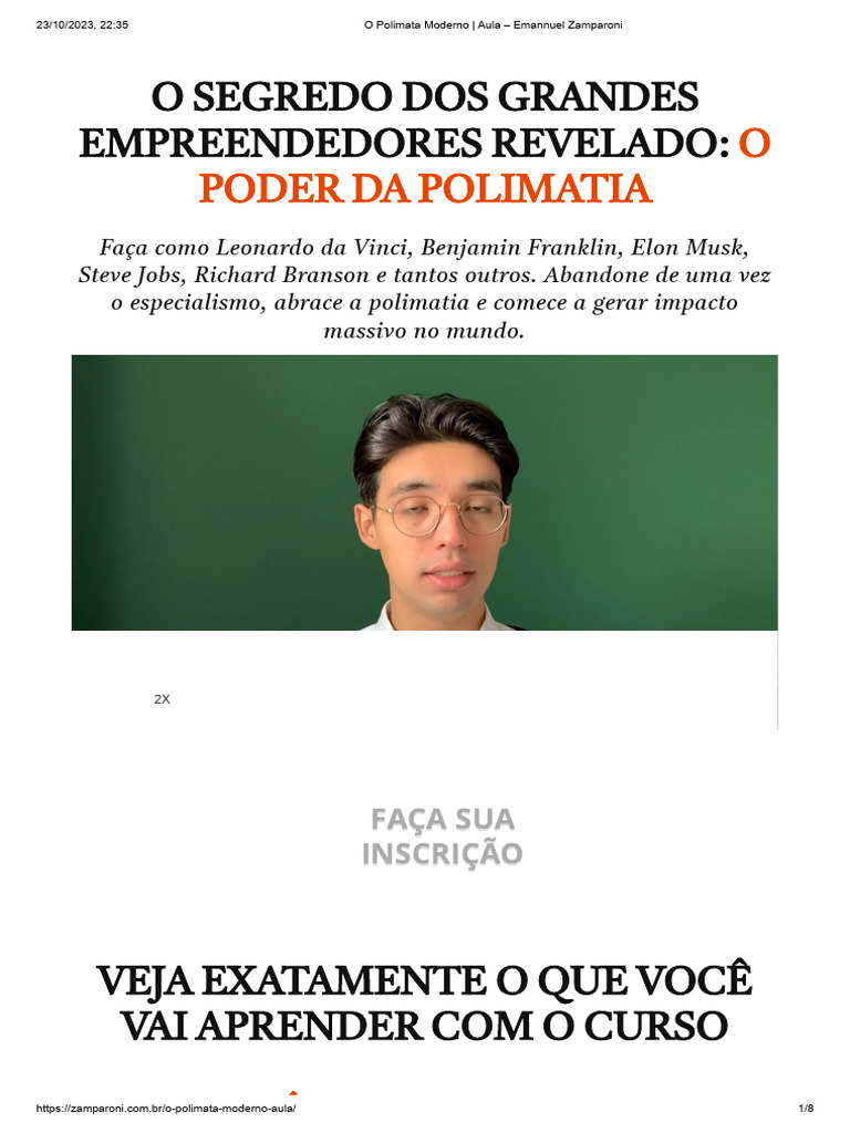 O Polimata Moderno - Aula - Emannuel Zamparoni | PDF