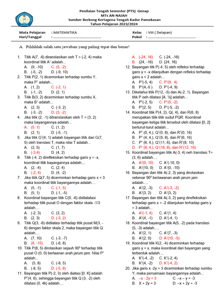 PTS Genap Kelas IX 2023-2024 | PDF