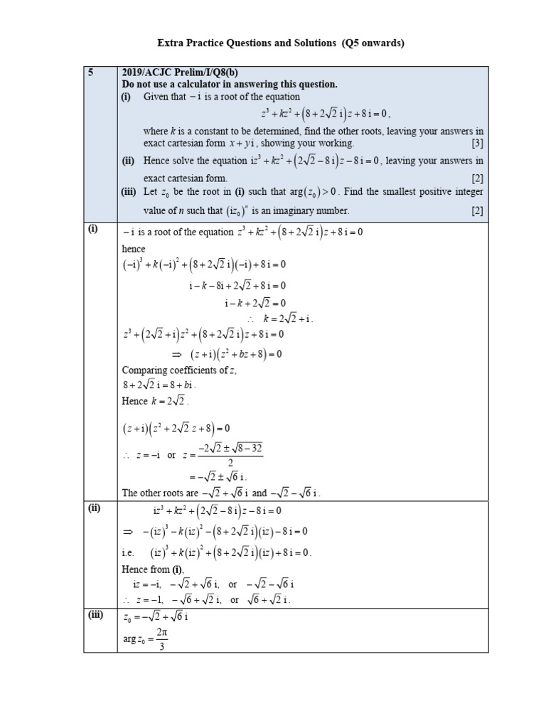 2024 Complex Numbers Solutions | PDF | Equations | Abstract Algebra