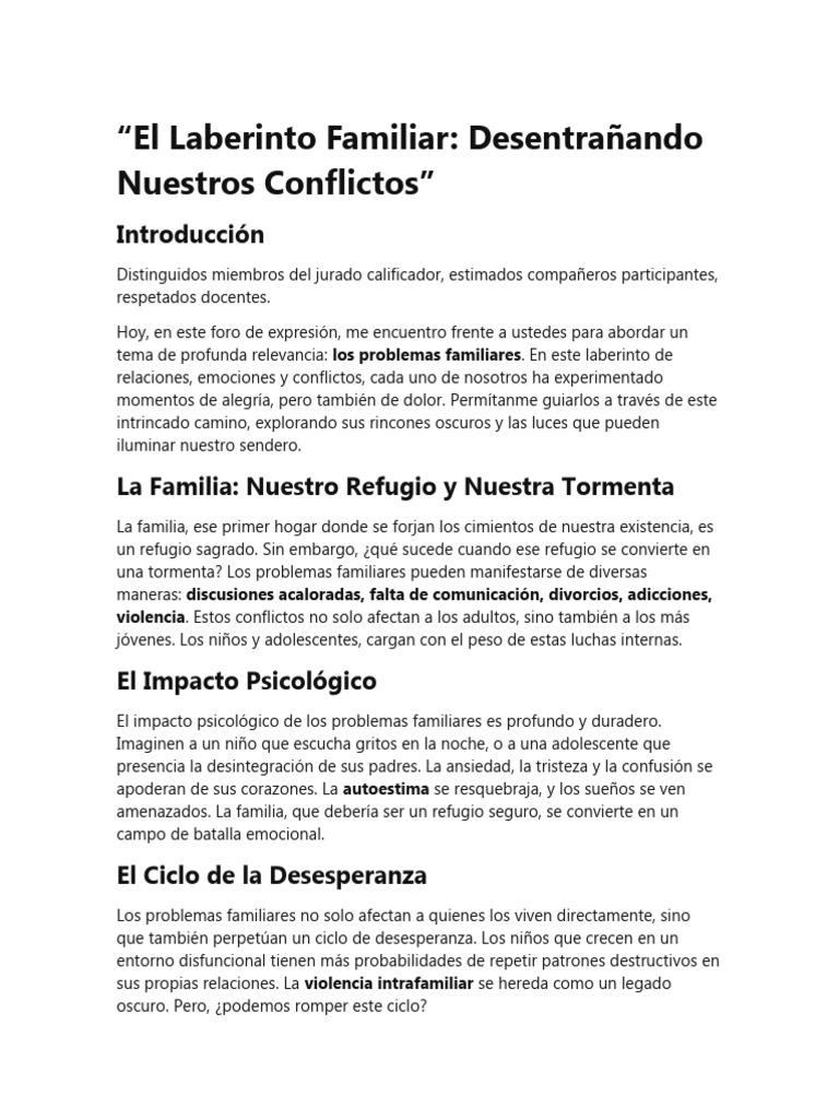 El Laberinto Familiar | PDF | Violencia doméstica | Las emociones
