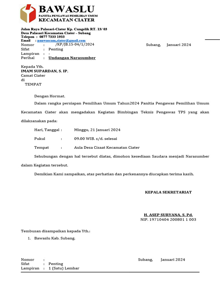 Surat Undangan Bimtek Ptps | PDF Surat Undangan Bimtek Ptps | PDF