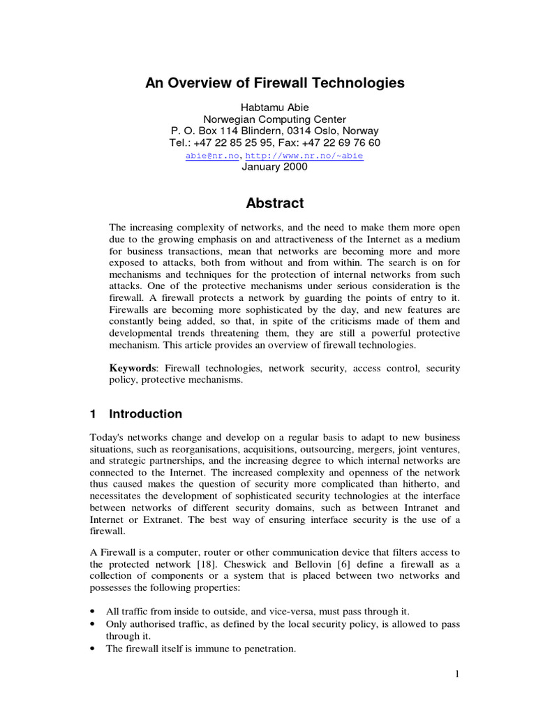 An Overview of Firewall Technologies | PDF | Proxy Server | Firewall (Computing)