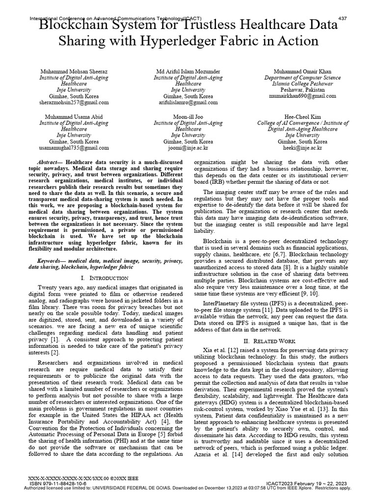 3-Blockchain System For Trustless Healthcare Data Sharing With Hyperledger Fabric in Action ...