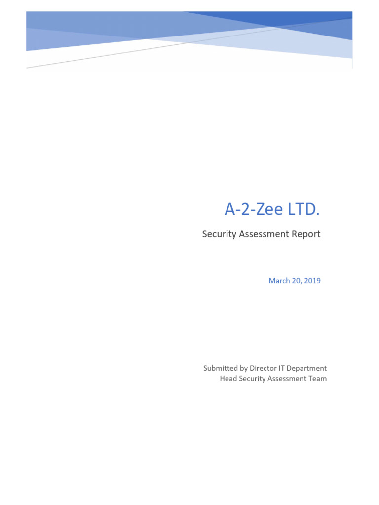 A-2-Zee Security Assessment Overview | PDF | Security | Computer Security