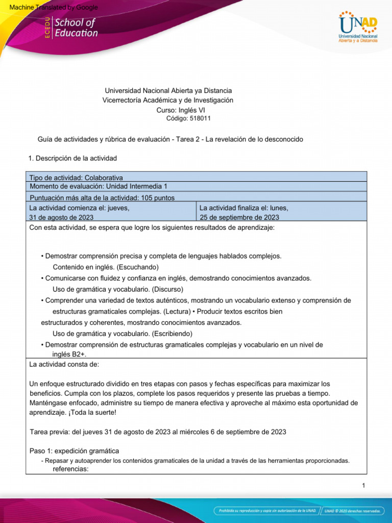 Activity Guide And Evaluation Rubric Unit 1 Task 2 The Unveiling Of The Unknown Pdf