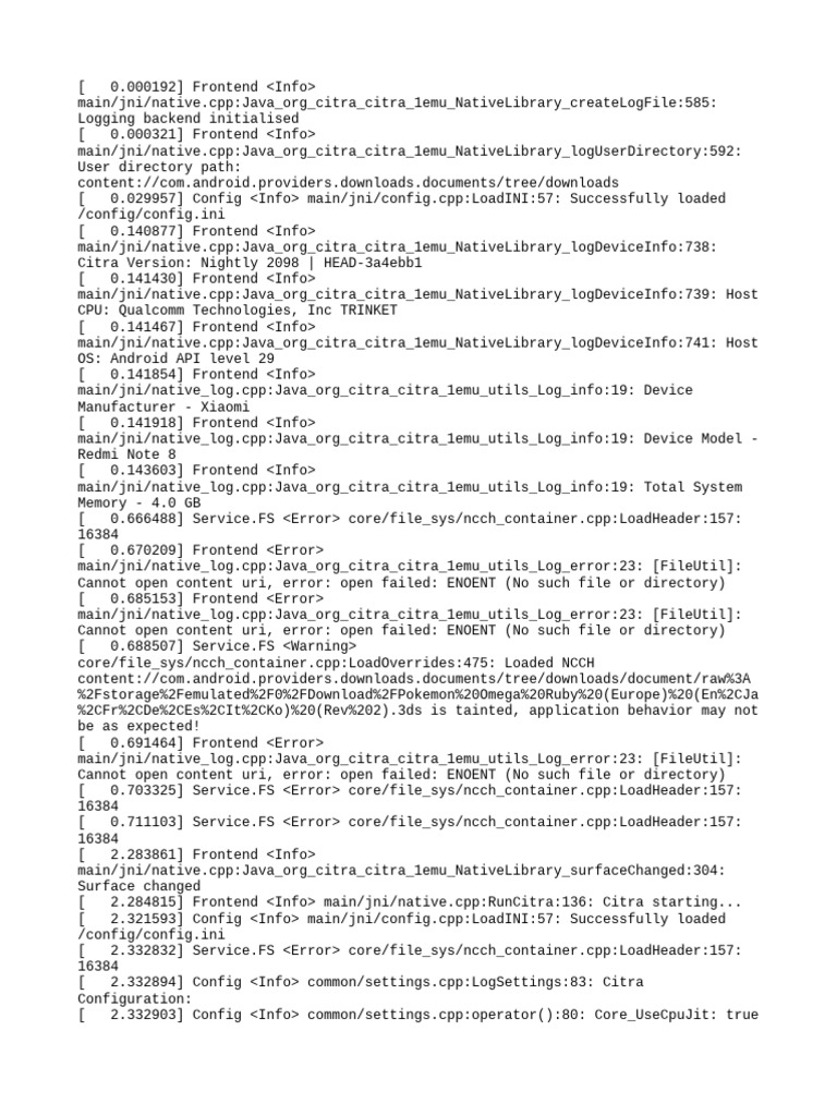 Citra Log | PDF | Software | Computing