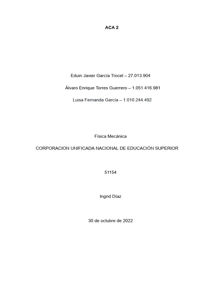 Aca 2 - Física Mecánica | PDF | Movimiento (física) | Mecanica clasica