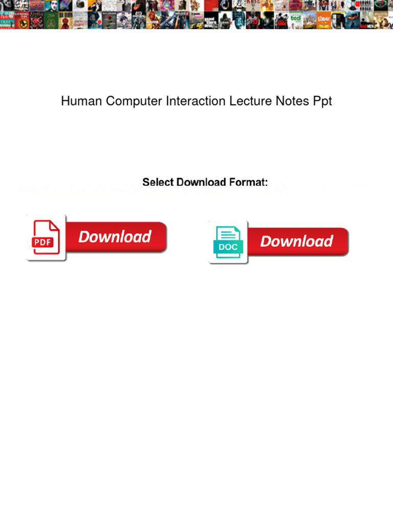 Human Computer Interaction Lecture Notes Pdf Human Computer Interaction Usability