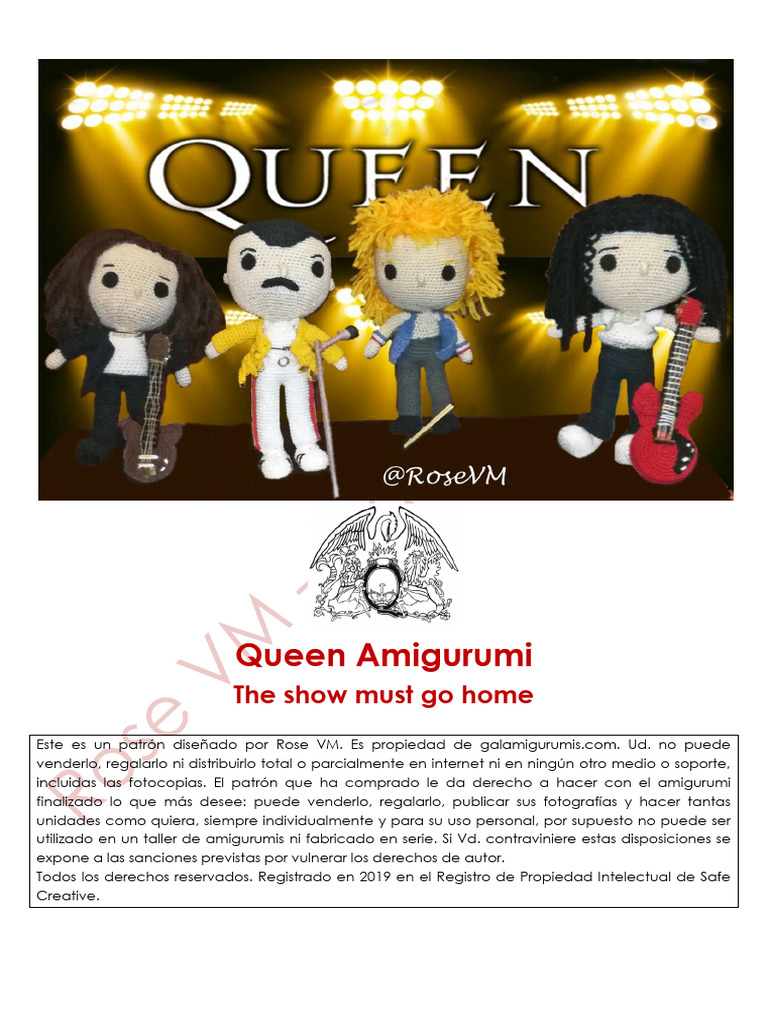 Patrón Amigurumi de Queen y Brian | PDF | Amigurumi | Tejer