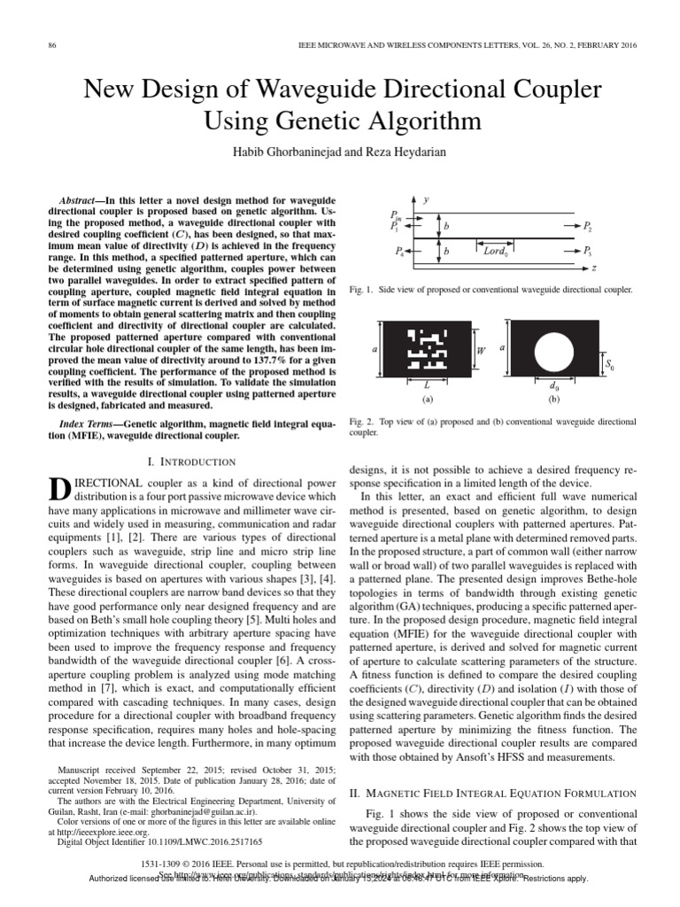 Genetic Algorithm | PDF | Waveguide | Microwave