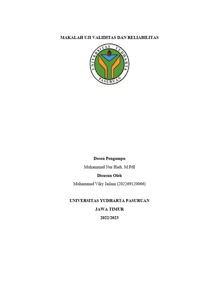 Uji Validitas Dan Reliabilitas Pdf 5402