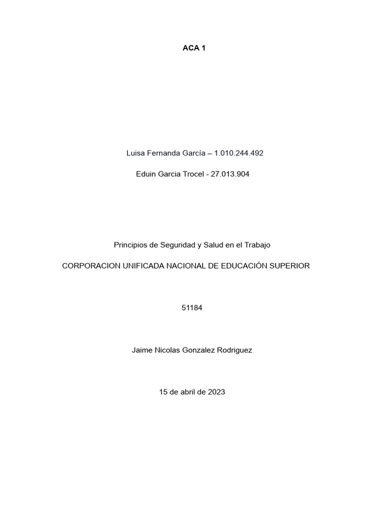 Aca 1 - Principios de SST | PDF