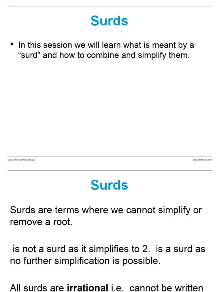Extra Help - Surds | PDF