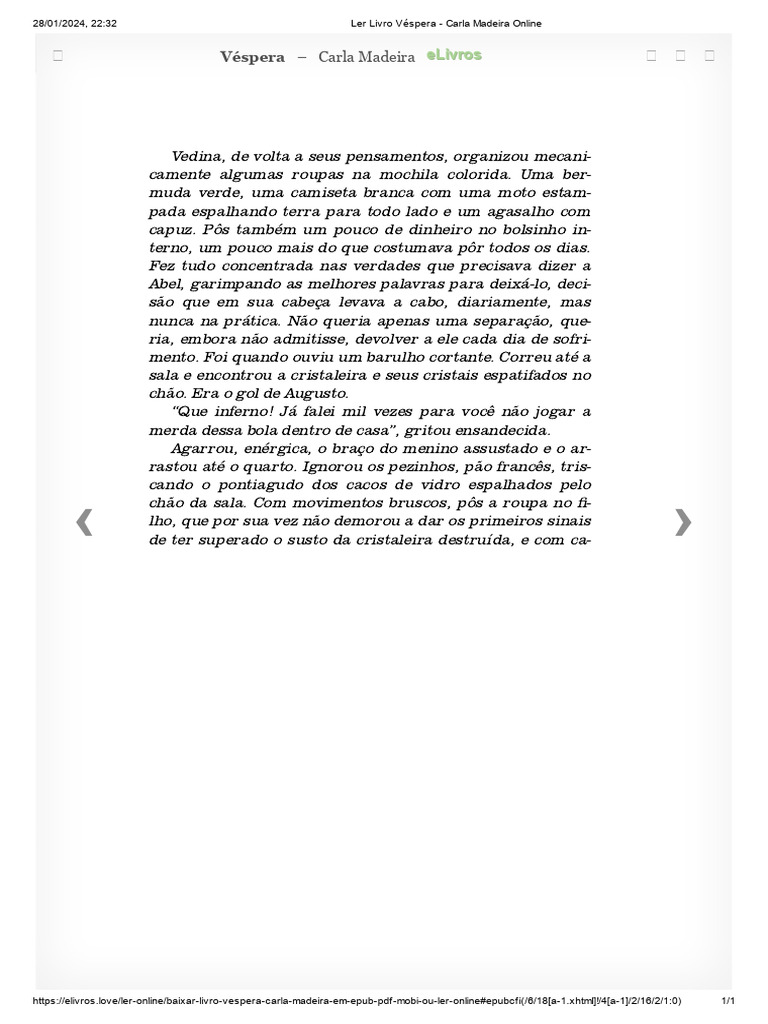 Ler Livro Véspera - Carla Madeira Online | PDF