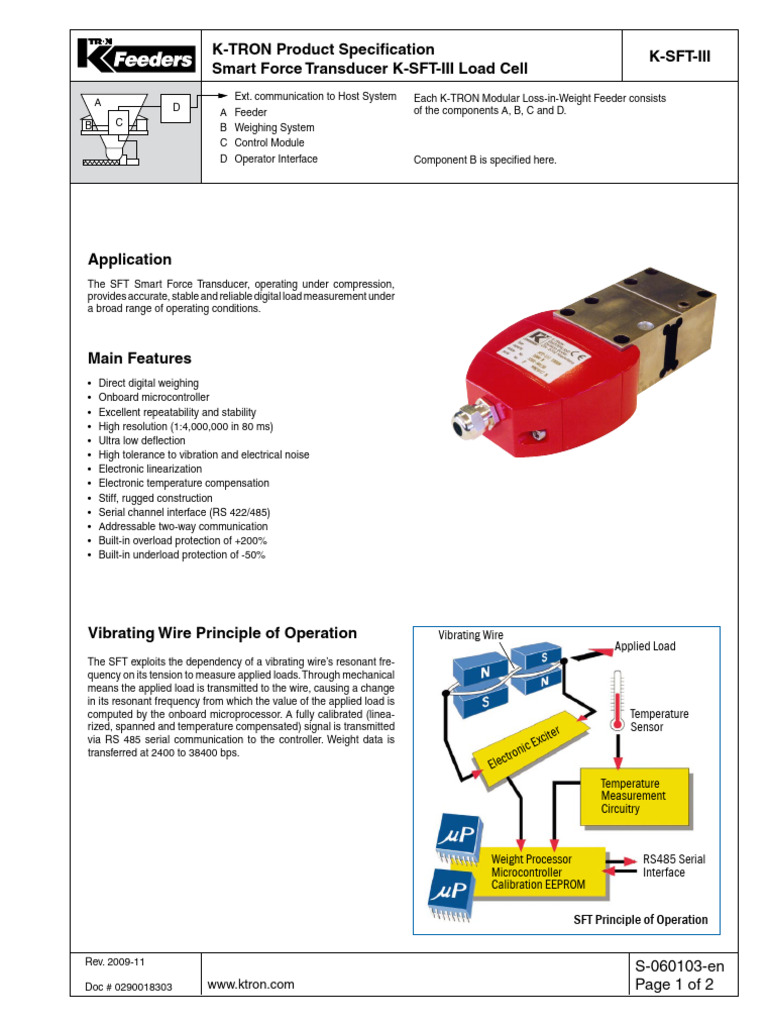 K Tron Product Specification K SFT III Smart Force | PDF ...
