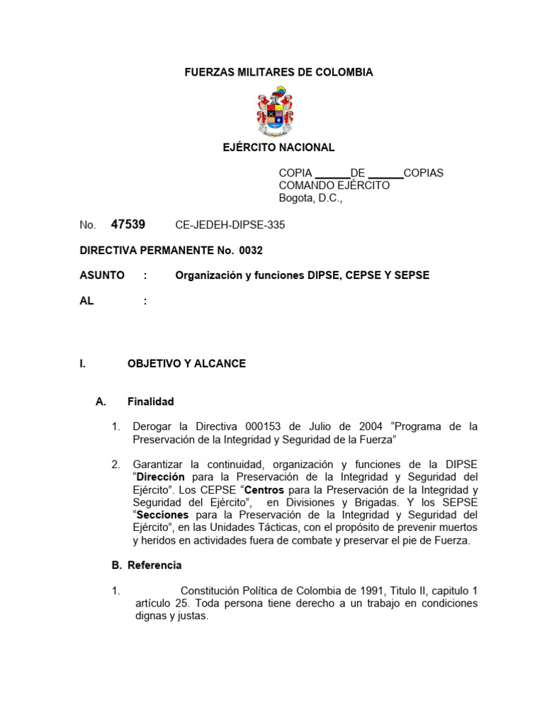 Directiva 0032 | PDF | Militar