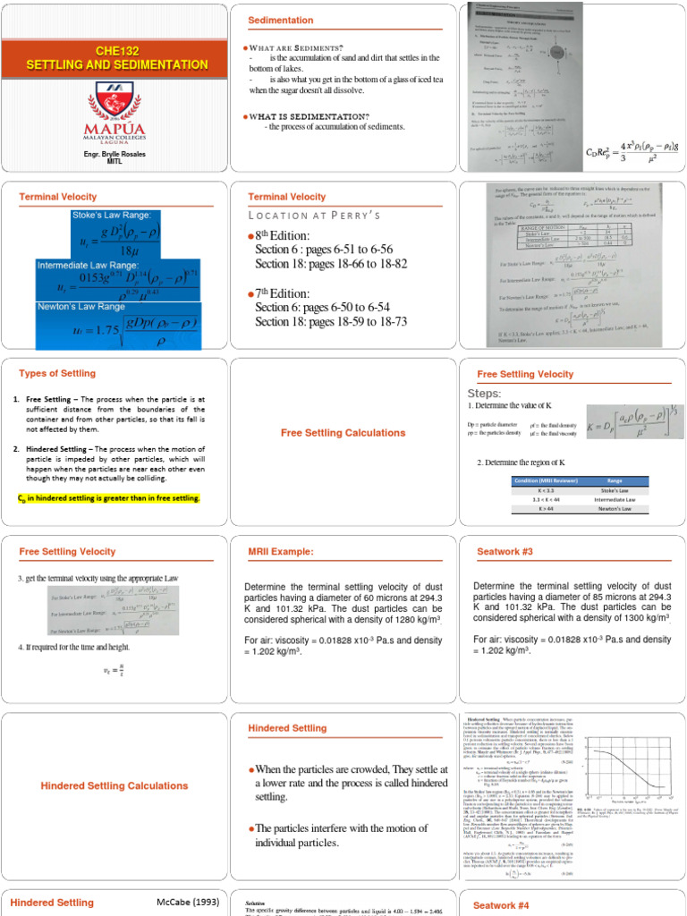 Module 1.6 Settling and Sedimentation | PDF