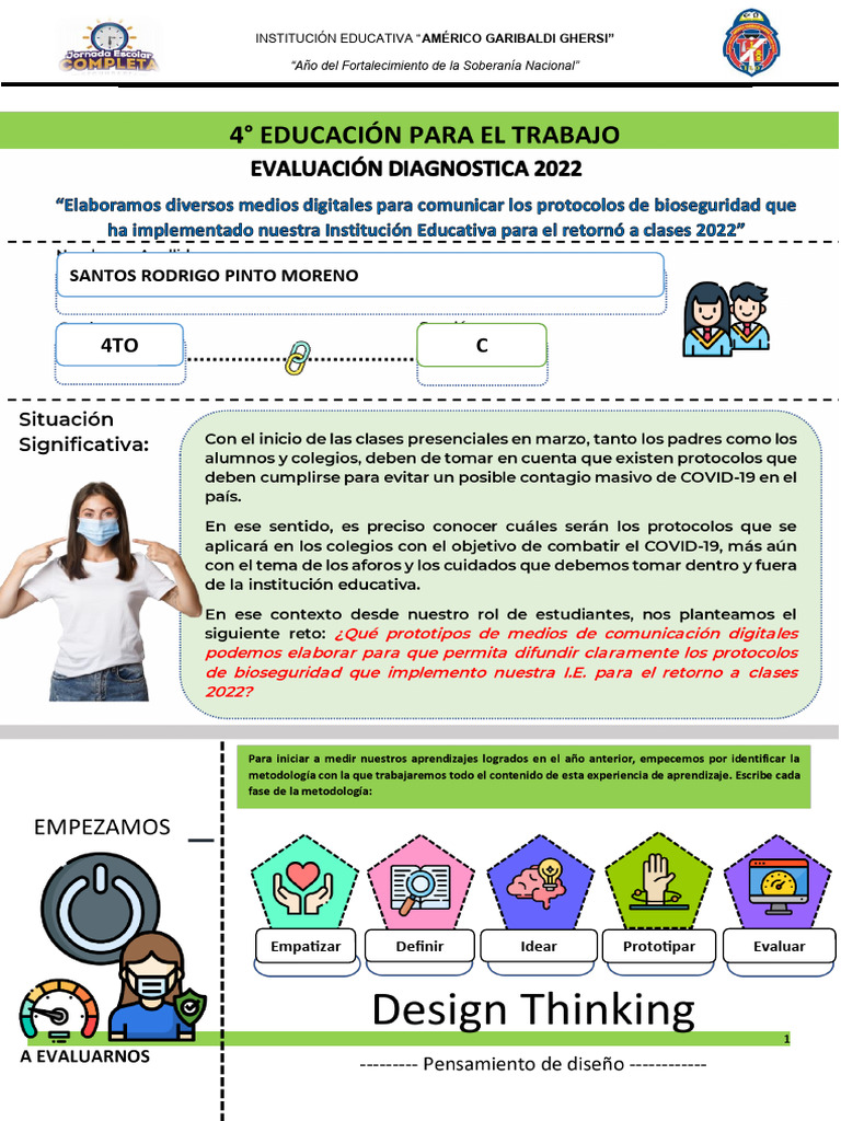 Evaluacion Diagnostica EPT - CICLO - VII - 4° | PDF | Evaluación
