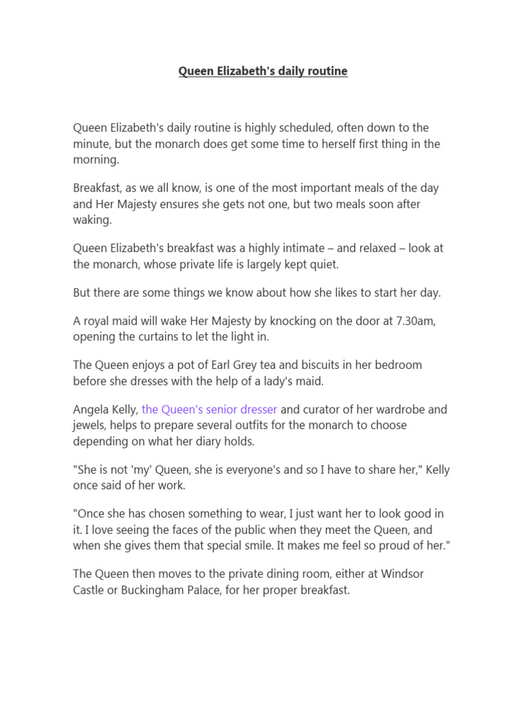 Queen Elizabeth's daily routine | PDF