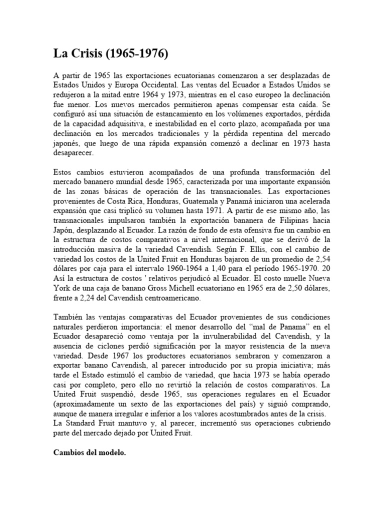 Crisis del auge bananero en Ecuador | PDF | Ecuador | Agricultura