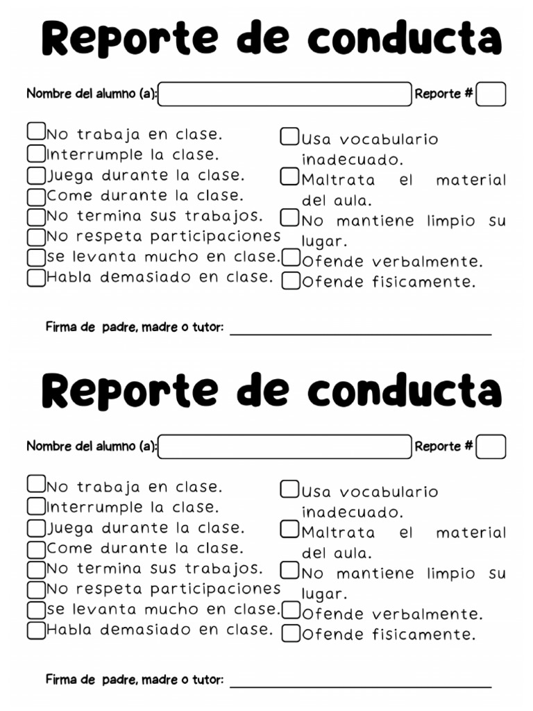 Formato Control de Conducta | PDF
