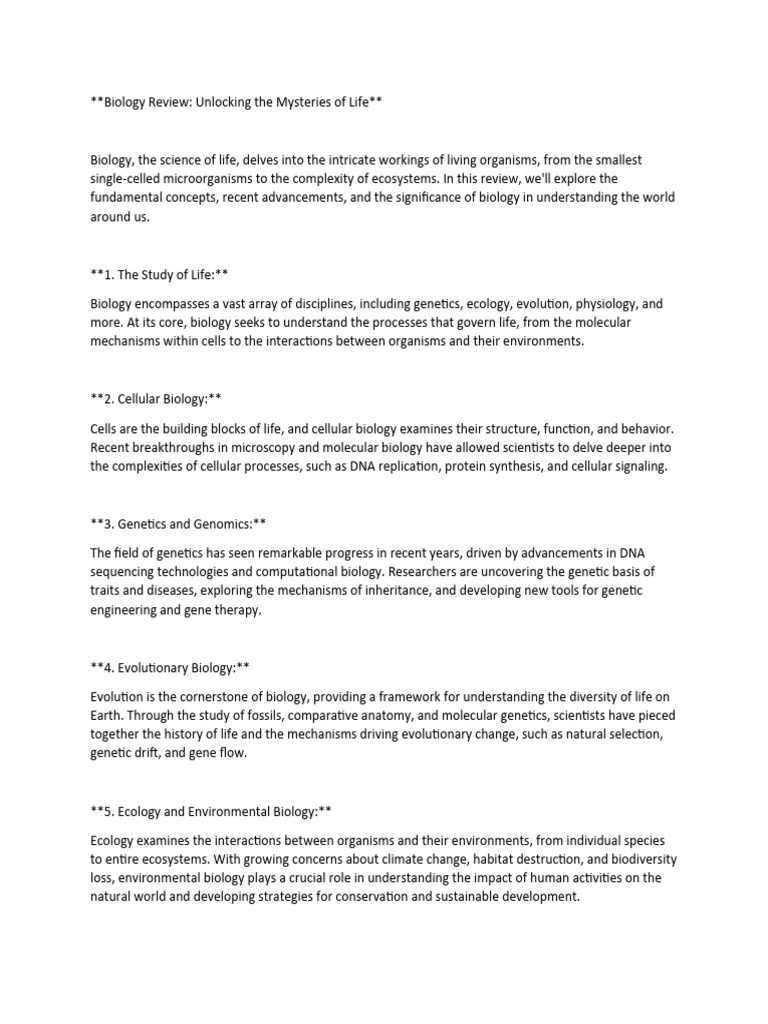 Biology Revie1 | PDF