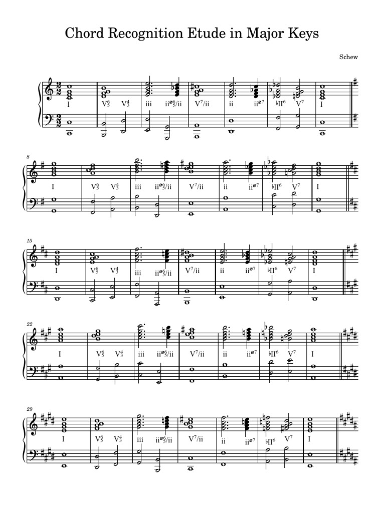 Chord Recognition Etude in Major Keys | PDF