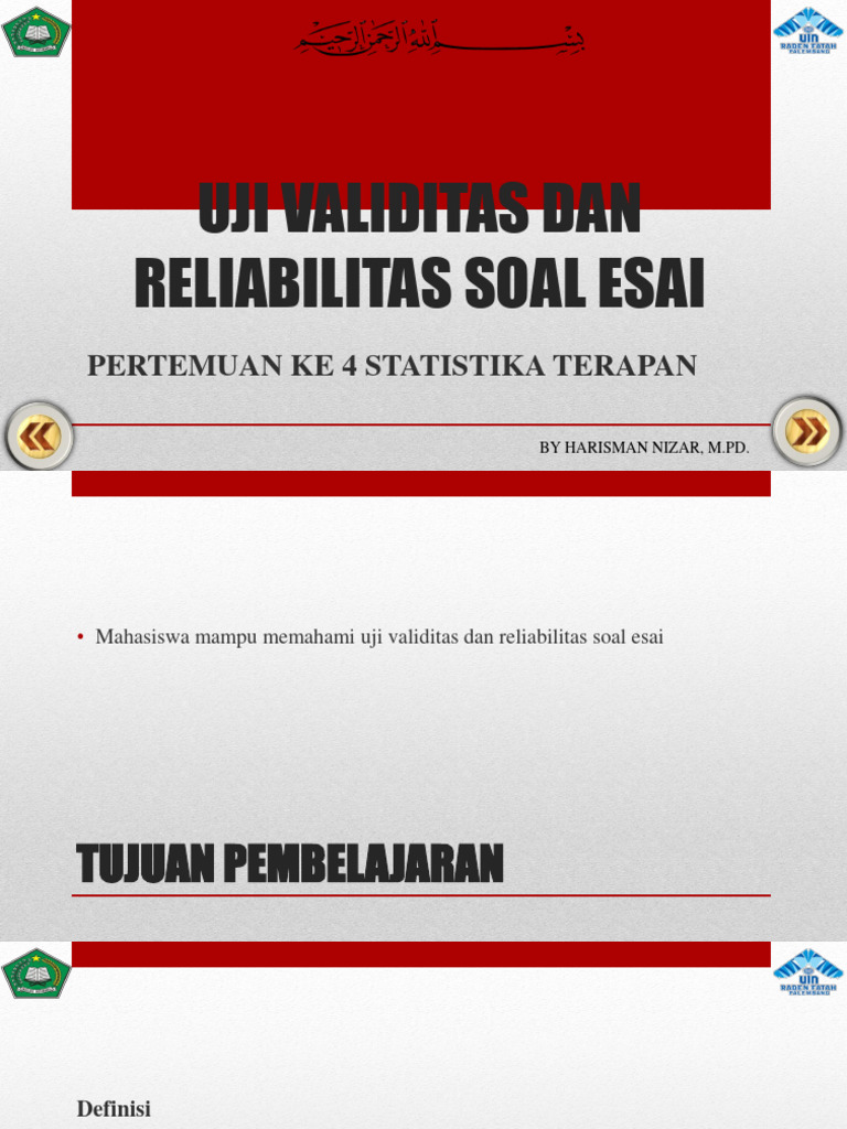 Uji Validitas dan Reliabilitas Soal Esai | PDF | Metode & Bahan Ajar