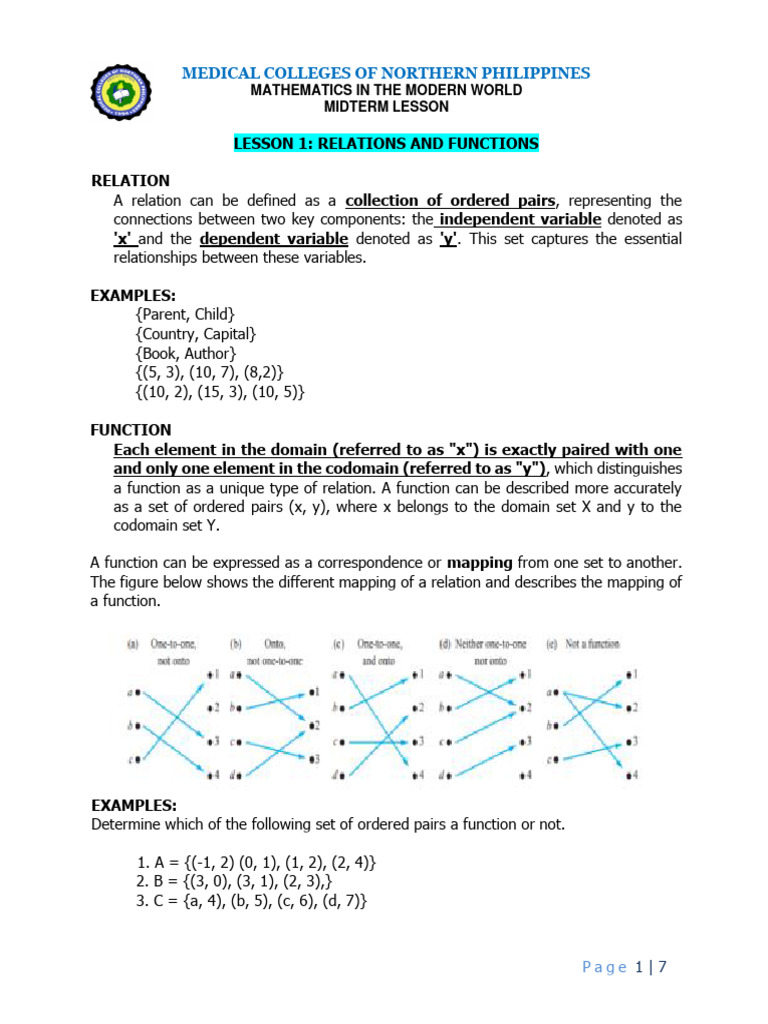 MMW Midterm | PDF | Function (Mathematics) | Deductive Reasoning