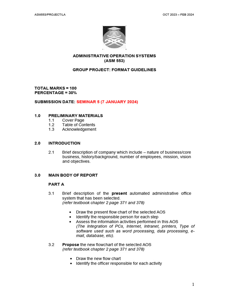 Assignment 3 Guidelines For Group Project Oct 23 - LA | PDF | Business ...