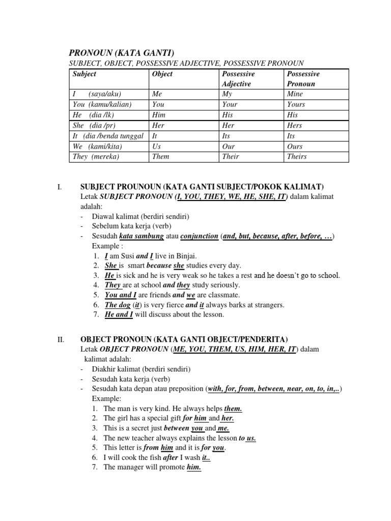 Note of Pronoun | PDF | Semantic Units | Language Mechanics